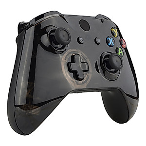 eXtremeRate Transparent Crystal Clear Black Faceplate Cover for Xbox One Wireless Controller (Model 1708), Custom Case Front Housing Shell for Xbox One S X Controller - Controller NOT Included