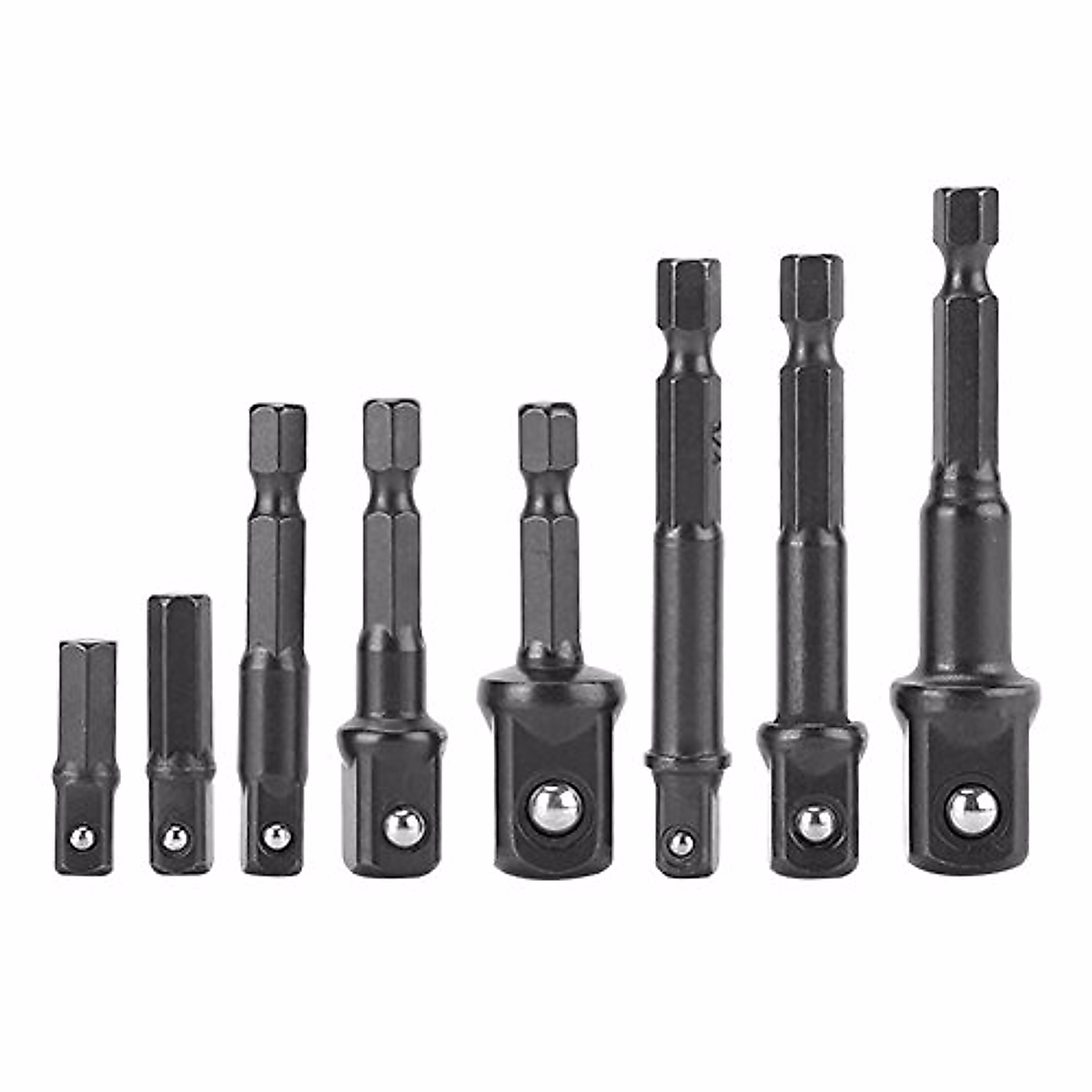 8Pcs 1/4" 3/8" 1/2" Socket Adapter/Extension Set Impact Hex Shank Drill Bits Set for Drill CR-V Quick Change Nut Driver Socket Bit Set Adapters to Use with Drill Chucks or Screw Impact Drivers
