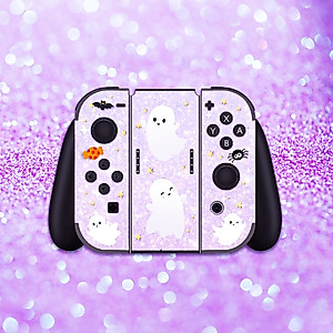 BelugaDesign Ghost Switch Skin | Halloween Spooky Cute Anime Cartoon Pastel Sticker Wrap Vinyl Decal | Kawaii Gothic Kids Girls Japanese l Compatible with Nintendo Switch (Switch Standard, Purple)