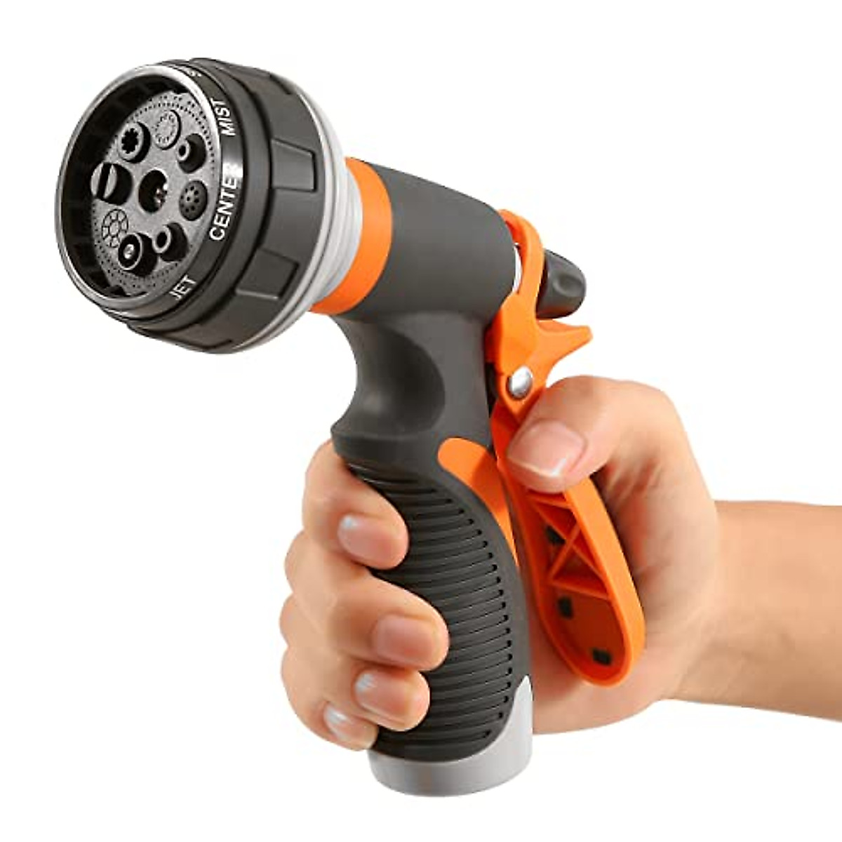 Garden Hose Nozzle Water Hose Sprayer with 8 Watering Spray Patterns Heavy Duty High Pressure Garden Hose Sprayer with 10 Rubber Gaskets for Gardening Watering Cleaning Cars Showering Pets