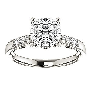 Mois 3.1 CT Moissanite Cushion Engagement Ring and Wedding Ring Bridal Set in Sterling Silver, colorless Moissanite, VVS1 Clarity, Sizes 4 to 11, 4-Prong Set for Her (9.5)