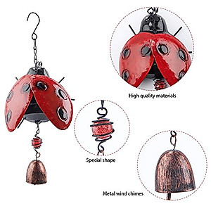 GORGECRAFT Metal Ladybug Wind Chime Lucky Wind Bell Rustic Home Ornaments for Garden Yard Patio Indoor Outdoor Hanging Decoration