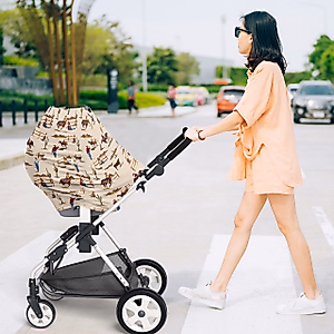 Sweet Jojo Designs Western Cowboy Boy Infant Baby Car Seat Cover Nursing Breastfeeding Shopping Cart Stroller Canopy - Tan Brown Red Southern Country Chocolate Blue and White Wild West Horse