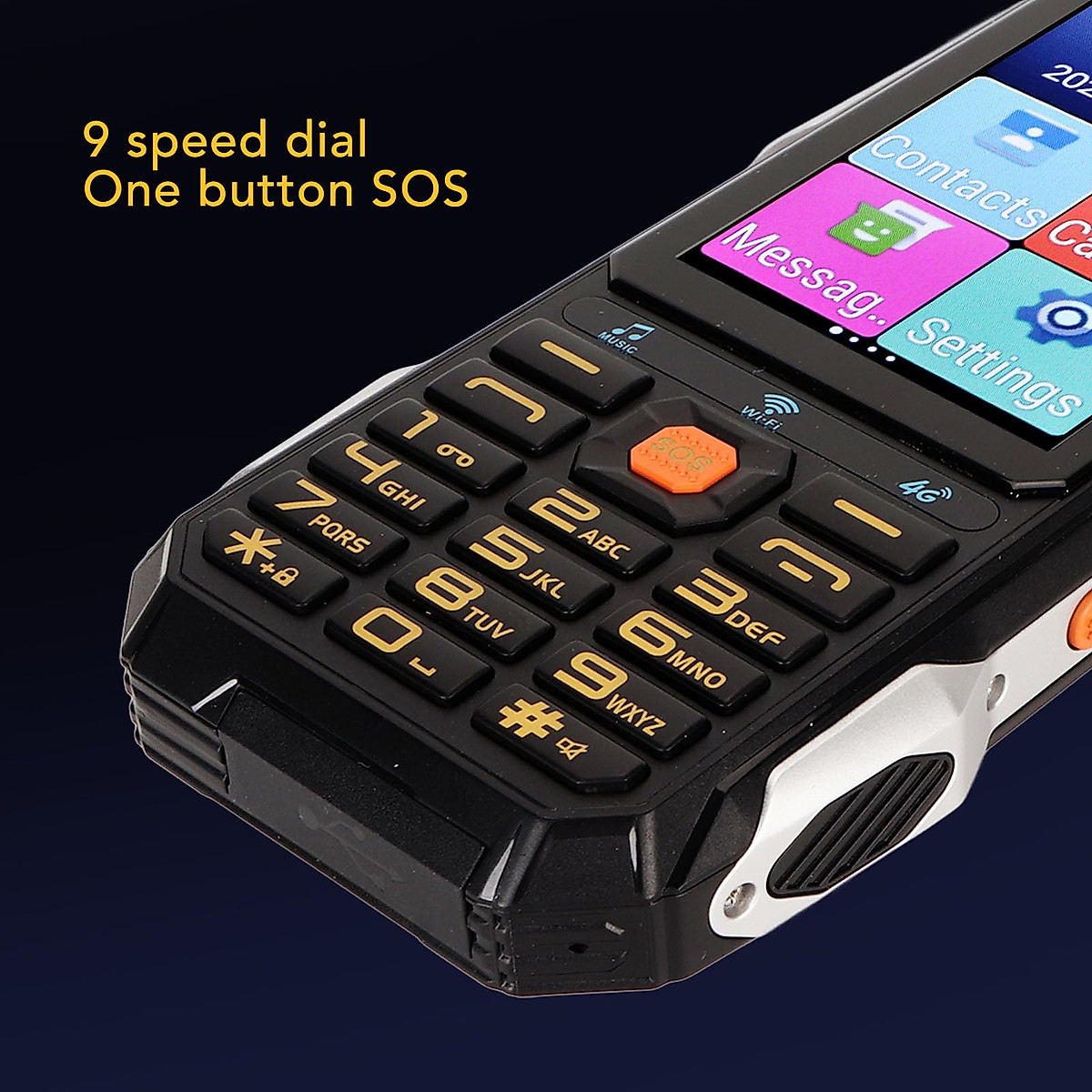 Cuifati Senior 4G Cellphone, 4in Large 18000mAh Battery Night Lighting Sound Easy Speed Dialing Rugged Phone for Android 7.0 (Black)