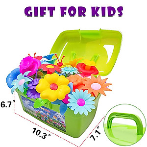 Scientoy Flower Garden Building Toys, Girl Toys Build a Garden, 130 PCS Flower Pretend Gardening Gift for Kids, Floral Arrangement Playset for Age 3-7 Year Old Child Educational Activity
