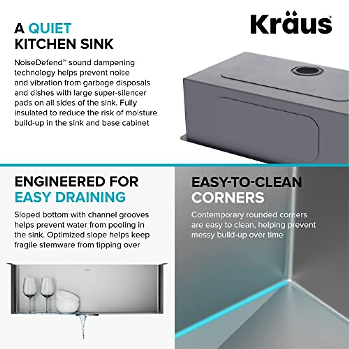 Kraus KHU100-32 Standart PRO 16 Gauge Undermount Single Bowl Stainless Steel Kitchen Sink, 32 Inch