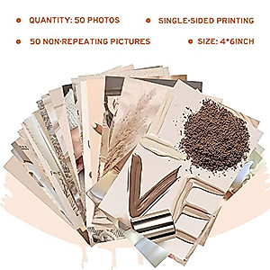 WOONKIT Beige Wall Collage Kit Aesthetic Pictures, Room Decor Aesthetic, Room Decor for Teen Girls, Photo Collage Kit for Wall Aesthetic, Room Decor for Bedroom Aesthetic, Trendy Teen, 50PCS 4X6 IN