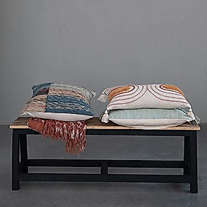 Creative Co-Op Creative Co-Op Woven Jute and Cotton Pillow, Multicolor