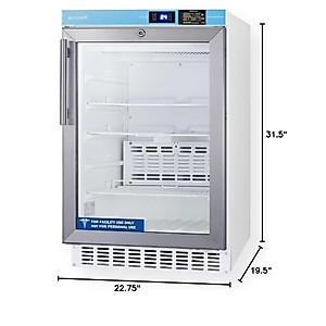 Accucold ACR46GL 20" Wide Pharmacy All-Refrigerator; LED Lighting; Built-in Capable; Double Pane Tempered Glass Door; Digital Thermostat; Temperature Memory Function; Frost-free Operation