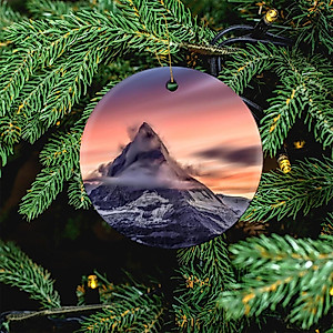 3" Round Christmas Ornaments Matterhorn Mountain Peak Summit Ceramic Holiday Keepsake Decor Christmas Tree Decoration Xmas New Year Festival Wedding Newlywed Gift Birthday Party Favor Bauble