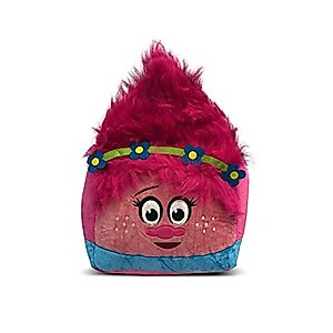 Idea Nuova Trolls Poppy 3D Bean Bag Square Pouf Ottoman, Decorative Seating for Kids, 13"x 13"x13"