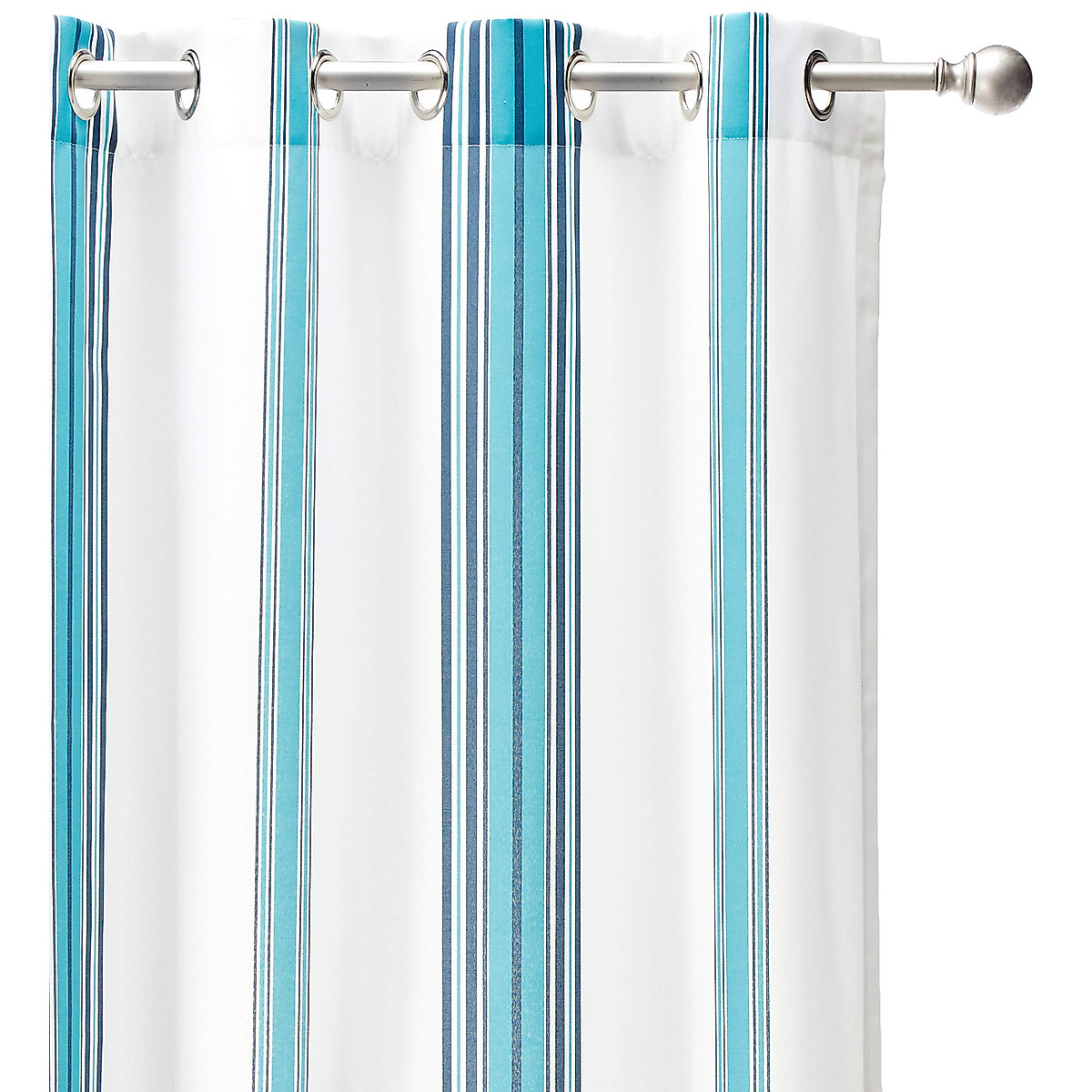 Madison Park Newport Striped Outdoor Single Window Curtain Panel for Garden with 3M Scotchgard for Moisture Repellent, Weather Resistant, Long-Lasting Protection, 1-Panel Pack, 54" W x 108" L, Blue