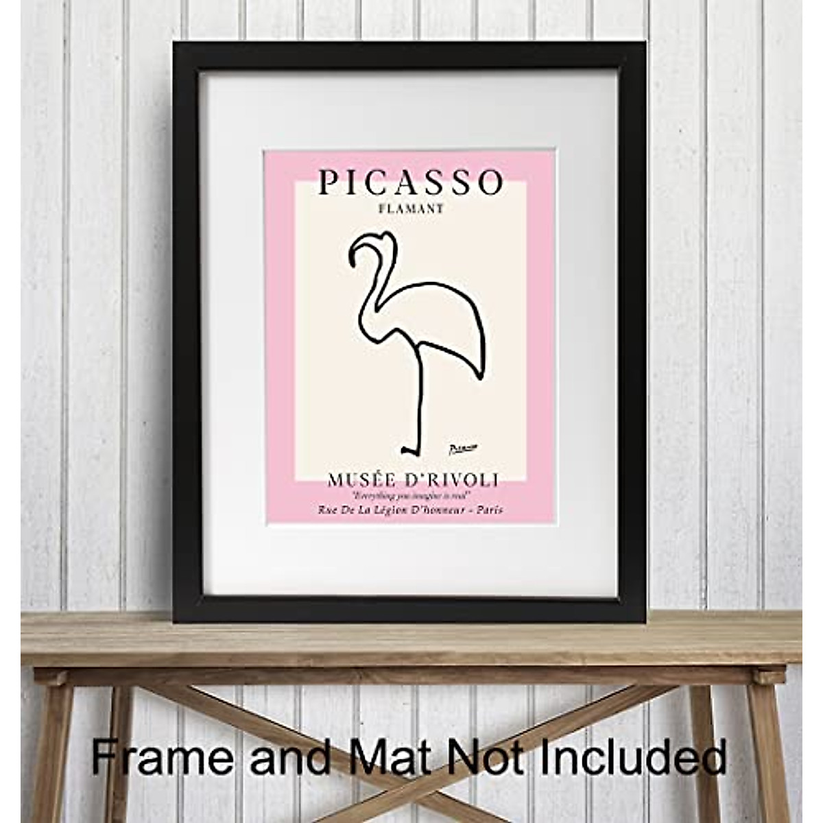 Pablo Picasso Poster 8x10 - Mid-Century Modern Decor - Minimalist Room Decor - Abstract Wall Art - Gallery Wall Art - Pink Flamingo Decor - Line Art Wall Decor - Museum Poster - Tropical Beach House