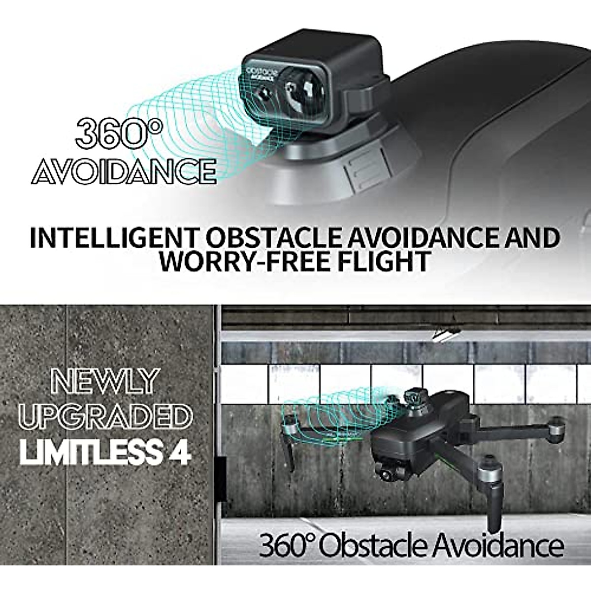 Drone X Pro LIMITLESS 4 GPS 4K UHD Camera Drone for Adults with EVO Obstacle Avoidance, 3-Axis Gimbal, Auto Return Home, Follow Me, Long Flight Time, Long Control Range, 5G WiFi FPV Live Video, EIS, Superior Stabilization (With Travel Case)