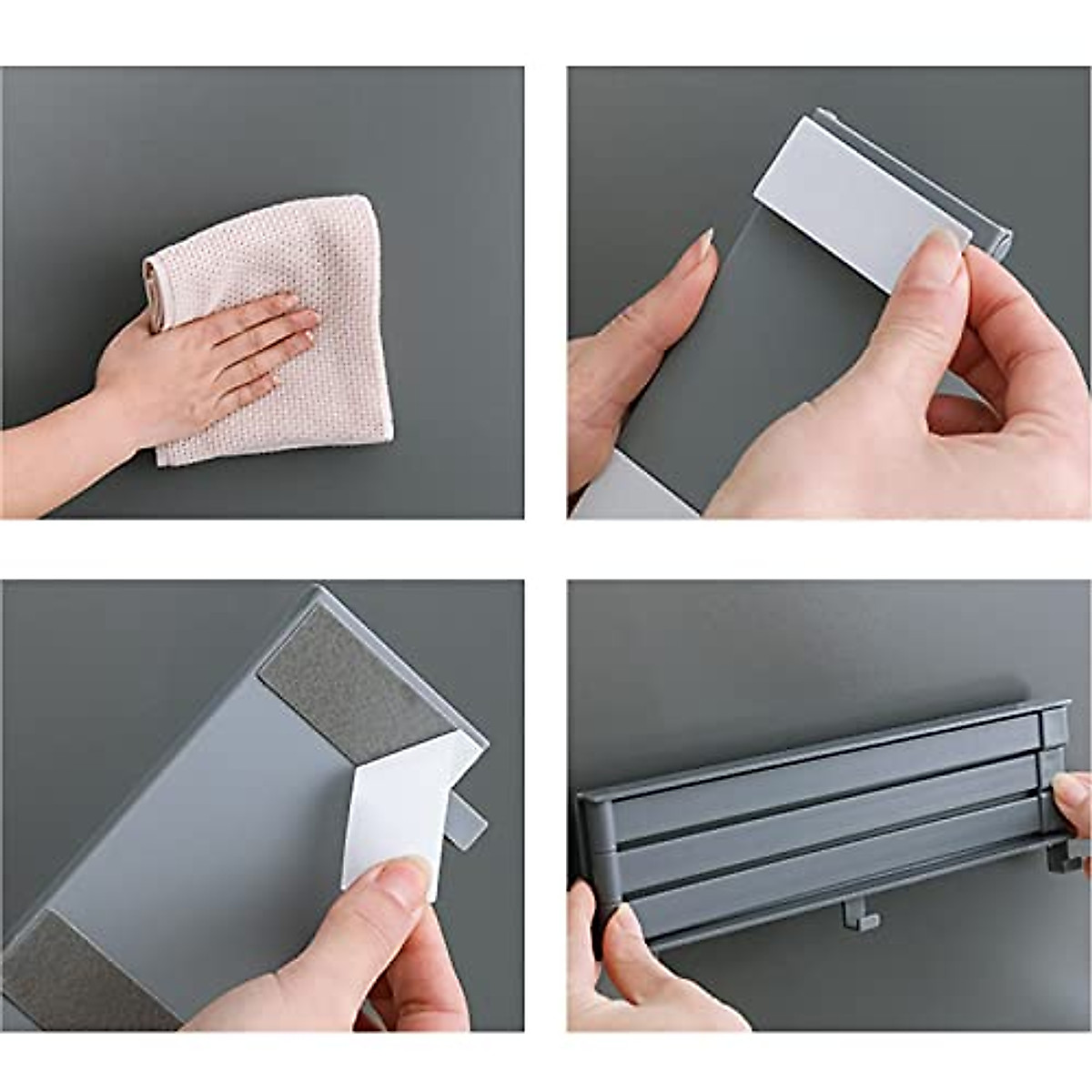 Kitchen Bathroom Towel Rack Three Bars Rotary Folding Arm Rotary Coat Hanger Washable Towel Bar with Attached Kitchen Rag Rack (Gray)