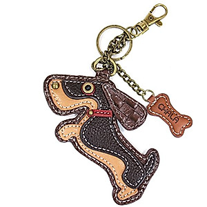 Chala Handbags Dust Rose Shoulder Purse Tote Bag with Dog Key Fob/coin purse (Wiener Dog)