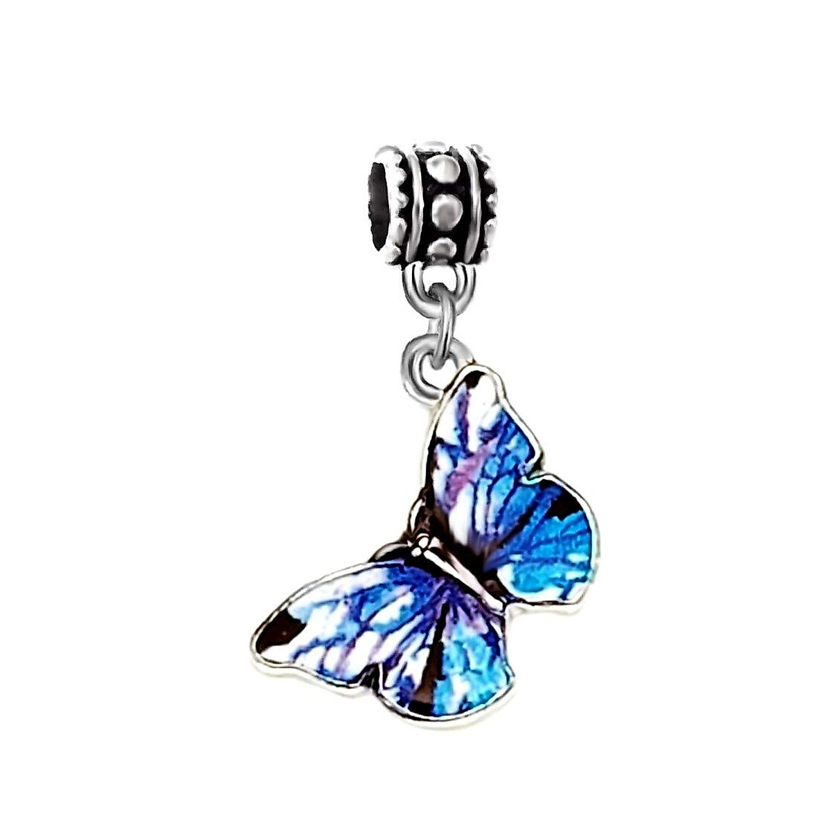 LaBenie Dangle Abstract Blue Butterfly Charm Bead