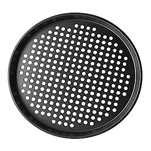 DOITOOL 1PCS Round Pizza Pan Nonstick 11 Inch Pizza Pan with Holes,Pizza Baking Pan for Oven Baking Supplies (Black,28x28x1cm)