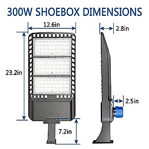 LEDMO 300W LED Parking Lot Lights Adjustable Arm Mount with Photocell 1000-1200W HID/HPS Replacement Waterproof IP65 36000LM 5000K Outdoor Commercial Area Street Flood Lighting(2pack)