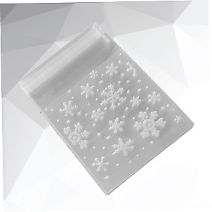 Healeved 200pcs Cellophane Bags Adhesive Snowflake Treat Bags Cellophane Party Bags Shoulder Strap Pads for Bags Cellophane Bags Small Cellophane Bags Pastry Bag To Bake