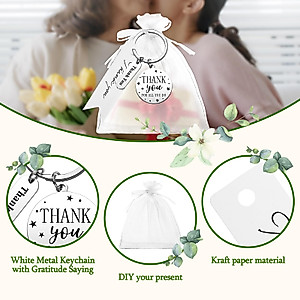 Huquary 48 Pcs Employee Appreciation Gifts Bulk Thank You Keychains for Coworkers with Organza Bags and Thank You Cards for Teams Staff Office Volunteers Appreciation Keychain(Silver)
