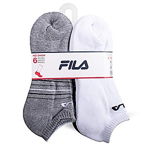 FILA Men's Striped Half Cushion No Show Socks, Multi (6 Pack), One Size