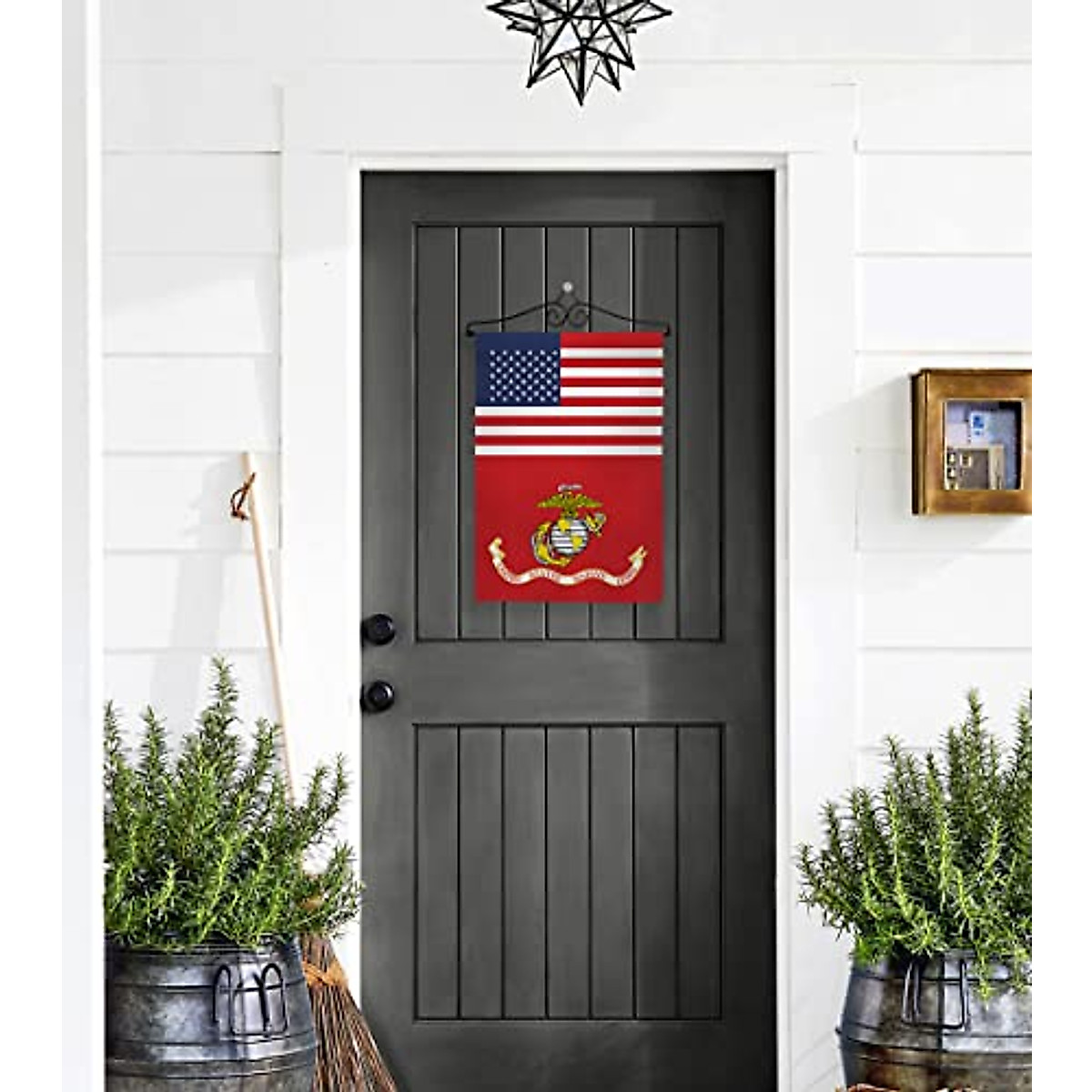 US Marine Corps Garden Flag - Set Wall Hanger Armed Forces USMC Semper Fi United State American Military Veteran Retire Official - House Banner Small Yard Gift Double-Sided Made in USA 13 X 18.5