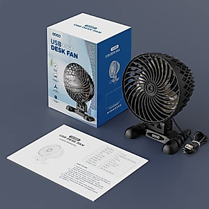 EOGD 2022 Newest USB Desk Fan with Stepless Speed Control, 4.2" Desk Fans Small Quiet Personal Fan with Strong Wind Up To 12MPH, 360° Rotatable Mini Table Fan With Removable Fan Guard (Grey)