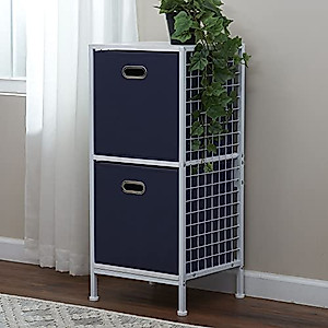 Household Essentials, Navy 2 Pack Open Storage Bins with Dual Handles, 13 x 12 x 13