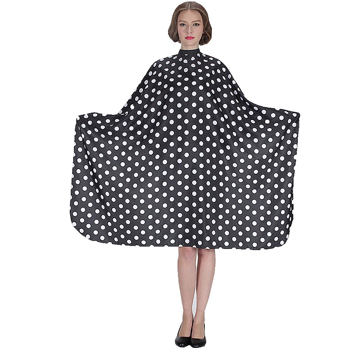 SMARTHAIR Professional Salon Cape Polyester Barber Cape Hair Cutting Cape,54"x62",Black and White Dots,C375001C