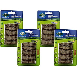 PetSafe (4 Pack) Busy Buddy Refill Ring Dog Treats for Select Busy Buddy Dog Toys, Peanut Butter Flavored Natural Rawhide, Size C