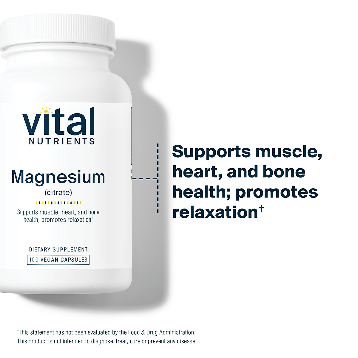 Vital Nutrients Magnesium Citrate 150mg | Promotes Relaxation | Supports Sleep, Bone, Heart, Muscle, Kidney, & Nerve Health* | Vegan Supplement | Gluten, Dairy, Soy Free | 100 Capsules