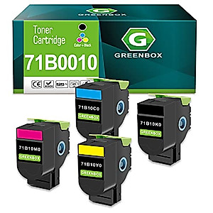 GREENBOX Remanufactured Toner Cartridge Replacement for Lexmark 71B0010 71B10K0 71B10C0 71B10M0 71B10Y0 3,000 Pages High Yield for Lexmark CS317 CS417 CS317dn CX317dn CS417dn CX417de CX317 (4 Packs)