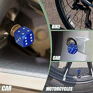 Car Tire Valve Stem Caps, Universal Dice Valve Stem Caps for Cars, SUVs, Bike, Trucks and Motorcycles, Tire Caps 5 Pack (Blue)