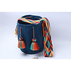 Blue Jean HandWoven Wayuu Mochila Bag LARGE - Crossbody Crochet Purse