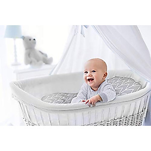Bear's Little Fish 3-Pack of Moses Basket Sheets |100% Hypoallergenic Jersey Cotton |Gender Neutral Grey and White for Baby boy or Girl |Fitted Crib Sheets for Oval, Hourglass and Rectangular Mattress