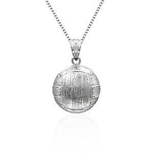 Honolulu Jewelry Company Sterling Silver 3-d Volleyball Necklace Pendant with 18" Box Chain
