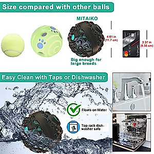 MITAIKO Dog Toy Ball for Aggressive Chewers, Interactive Fetch Dog Ball with Fun Squeaky Giggle Sound, Durable for Small Medium Large Dogs, Non-Toxic Elastic Rubber Pet Chew Toys, Black & Lake Blue
