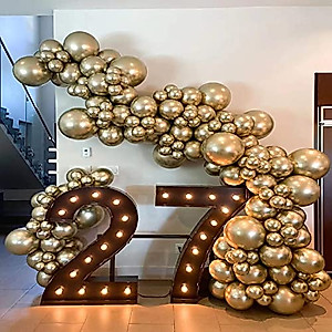 Gold Metallic Chrome Latex Balloons - 62Pack 5 inch Round Helium Balloons for Birthday Wedding Graduation Baby Shower Party Decorations