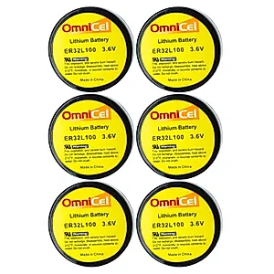 6x OmniCel ER32L100 3.6V 1.7Ah Size 1/6D Lithium Battery Nickel Pin For Smart Munitions, Intrusion Sensors, Invisible Fencing,RFID Tracking, Asset Tracking, Theft Prevention, Locator Beacons