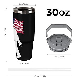 Patriotic America Flag Bigfoot 30 OZ Insulated Tumblers with Handle And Straw Leakproof Vacuum Insulated Stainless Steel Water Bottle for Car Fishing Travel