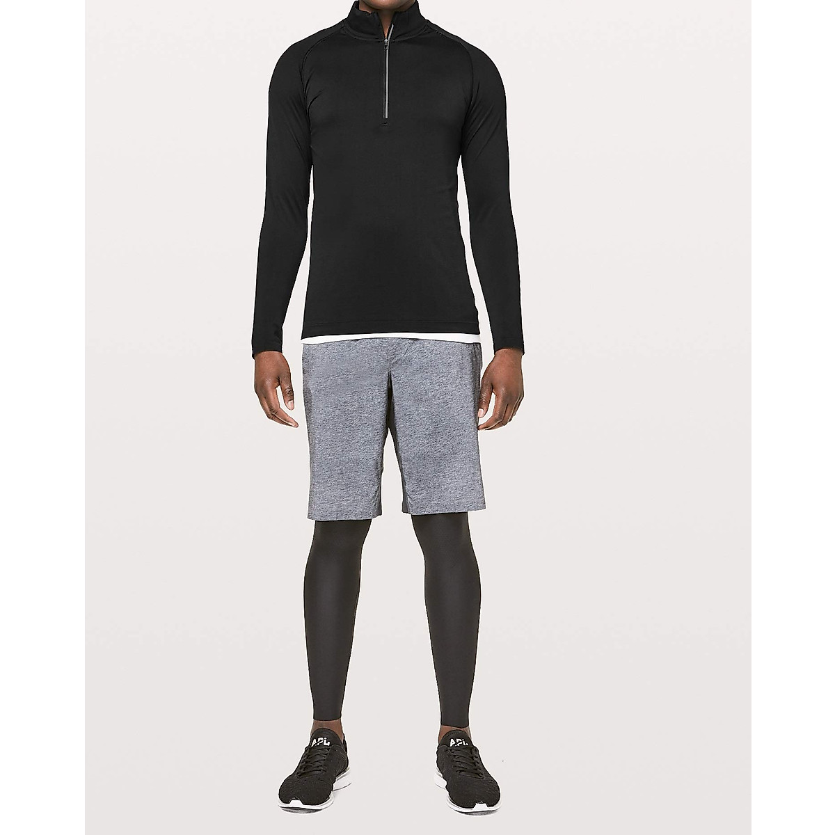 lululemon Mens Metal Vent Tech 1/2 Zip Long Sleeve Shirt (Black, XL)