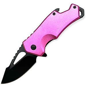 Pocket Folding Knife, 3" Spriing assisted Blade Utility Knife with Deep Carry Pocket Clip for EDC Pink