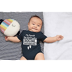 Unordinary Toddler my parents did not practice social distancing newborn baby funny quarantine announcements bodysuit (Charcoal Black, 3-6 Months)