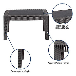 Flash Furniture Dark Gray Faux Rattan Coffee Table