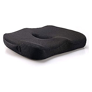 HHWKSJ Cushion - Use for Chairs, Car, Office, Commute, Airplane, Wheelchair - Portable - Relieve Sciatica, Coccyx/Tailbone & Chronic Back Pain Relief - Ergonomic Comfort - Long Lasting (Black)