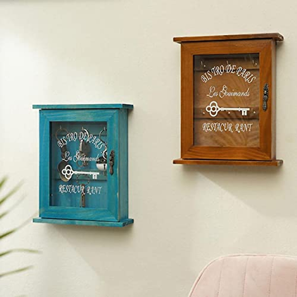 Veemoon Wooden Key Box Farmhouse Key Holder Decorative Key Box Wooden Wall Key case Wall Mount Entryway