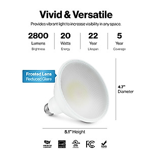 Sunco 6 Pack 2800 Lumens Outdoor Led Flood Light Waterproof PAR38 LED Bulb Dimmable, 20W=250W, 5000K Daylight, E26 Base, UL Listed