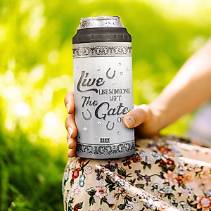 ZOXIX Live Like Someone Left The Gate Open Horse Can Cooler Tumbler Customized 16oz 4-in-1 Can Holder Travel Animal Print Cup Stainless Steel Insulated Personalized Horse Gifts
