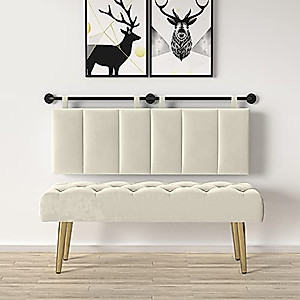 BSHOMGI Wall Mounted Headboard, Height Adjustable Queen Headboard Only Soft Comfortable Velvet Upholstered Tufted Headboards for Queen Size Bed(Velvet Beige, Queen)